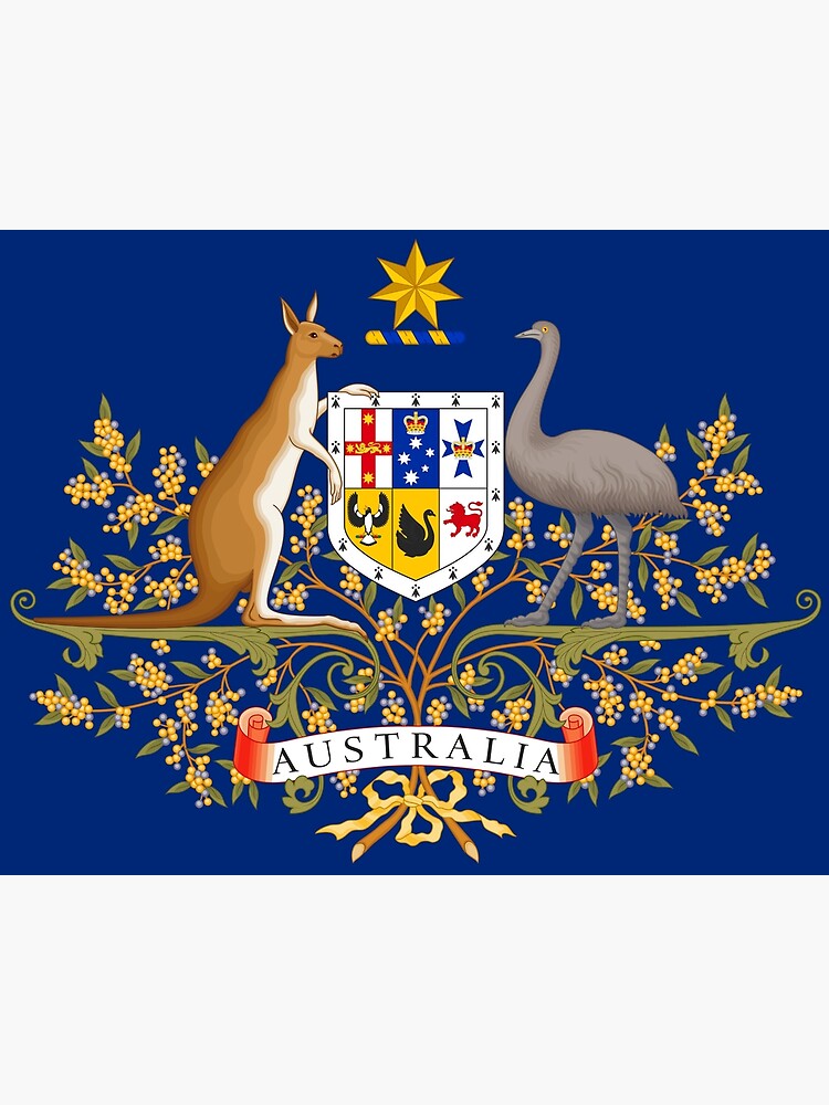 "Classic Australian Commonwealth Coat of Arms on Dark Blue" Art Print ...