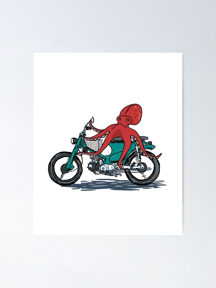 "Octopus on a Motorbike" Poster for Sale by mishmashmuddle | Redbubble