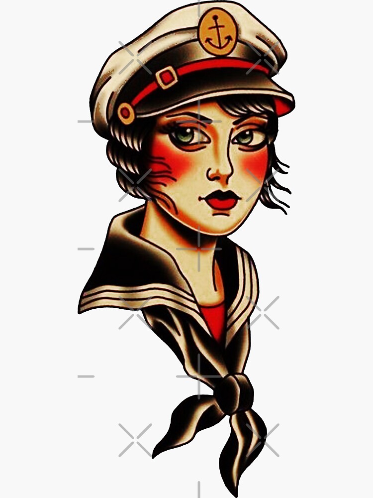 "Traditional Sailor lady Tattoo" Sticker for Sale by Cesarcali | Redbubble