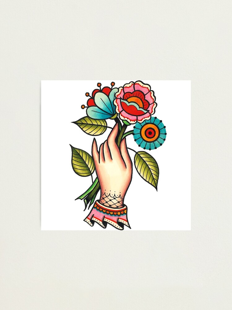 Hand Holding Rose Tattoo