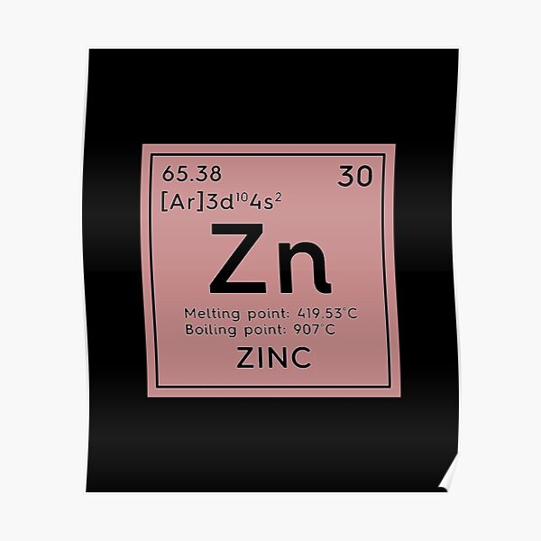 "Zinc - Zn" Poster for Sale by ClassyGeek1 | Redbubble