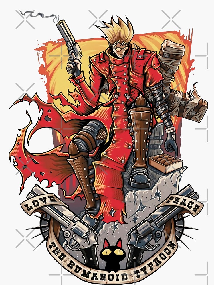"Vash humanoid typhoon" Sticker for Sale by Shariko | Redbubble