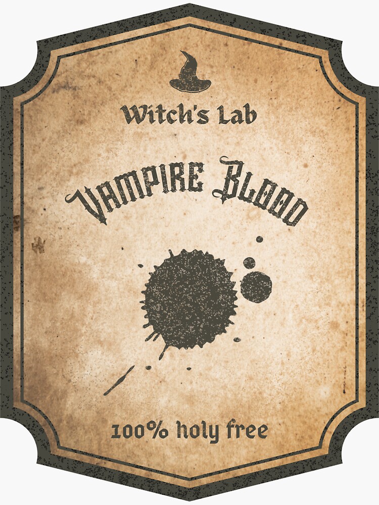 "Vampire Blood Halloween Label Light Vertical" Sticker for Sale by ...