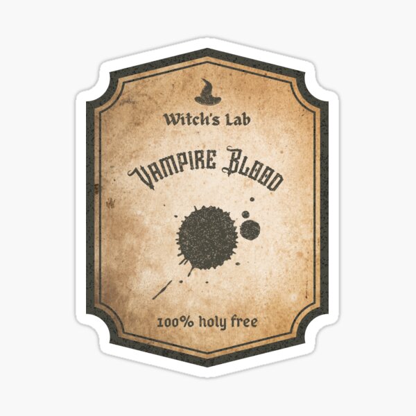 "Vampire Blood Halloween Label Light Vertical" Sticker for Sale by ...
