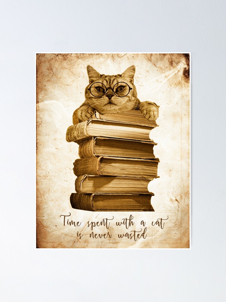 "Bookworm Cat" Poster for Sale by BigBirdOnAWire | Redbubble