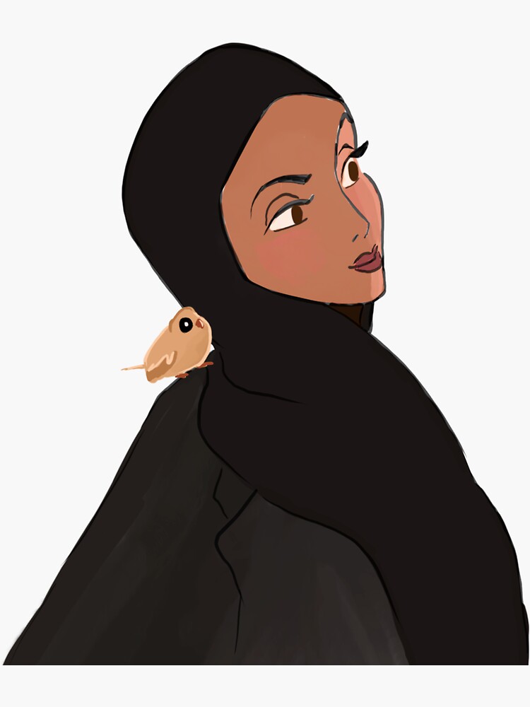 "Hijab girl with yellow bird" Sticker for Sale by IbaaArts | Redbubble