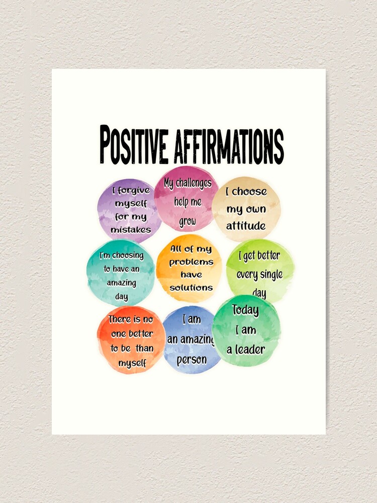 "Positive Affirmations for a good mental health" Art Print for Sale by ...