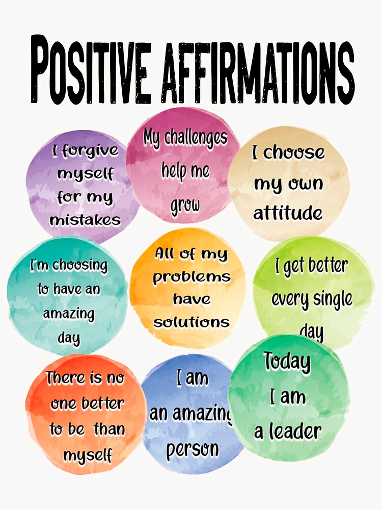 "Positive Affirmations for kids, young adults and adults" Sticker for ...