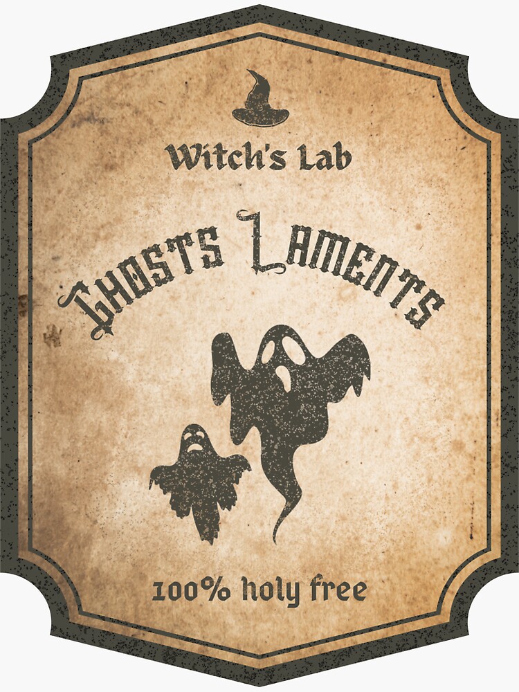 "Ghosts Laments Halloween Label Light Vertical" Sticker for Sale by ...