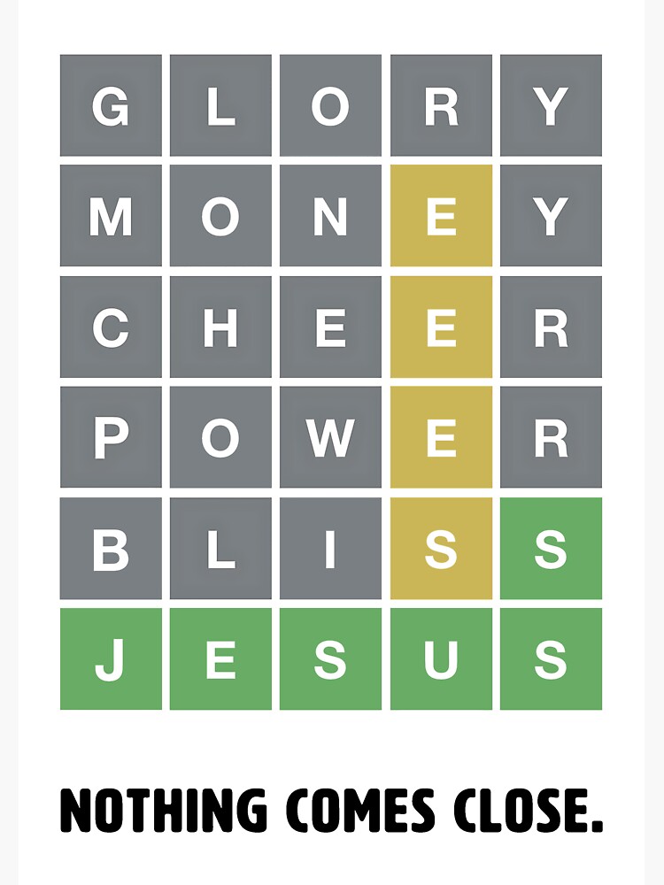 "Nothing Comes Close Humorous Christian Wordle (White)" Sticker for ...