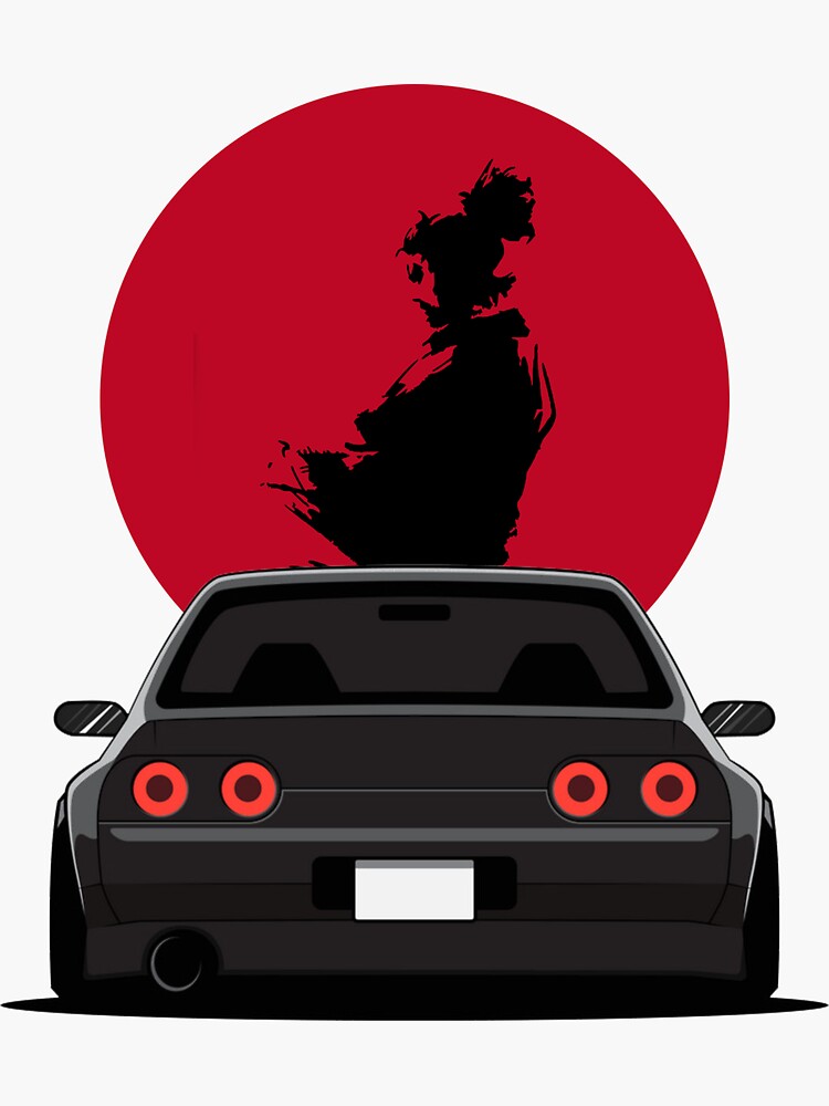 "Nissan Skyline R32 Samurai on red moon" Sticker for Sale by T-JD ...