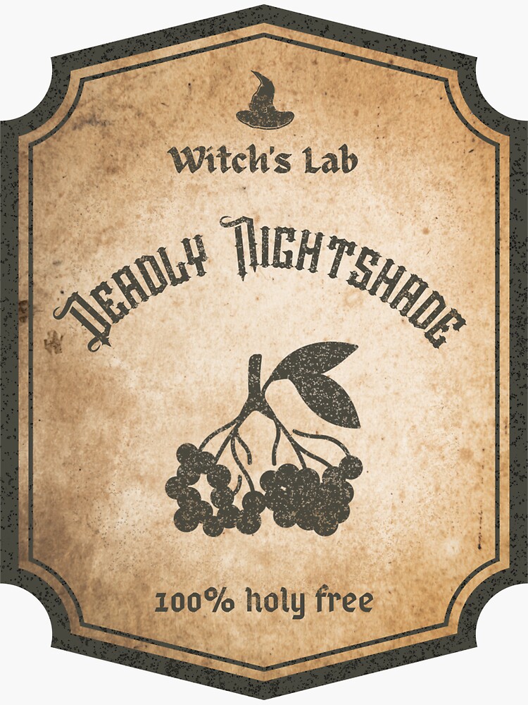 "Deadly Nightshade Halloween Label Dark Vertical" Sticker for Sale by Sense-Trends | Redbubble
