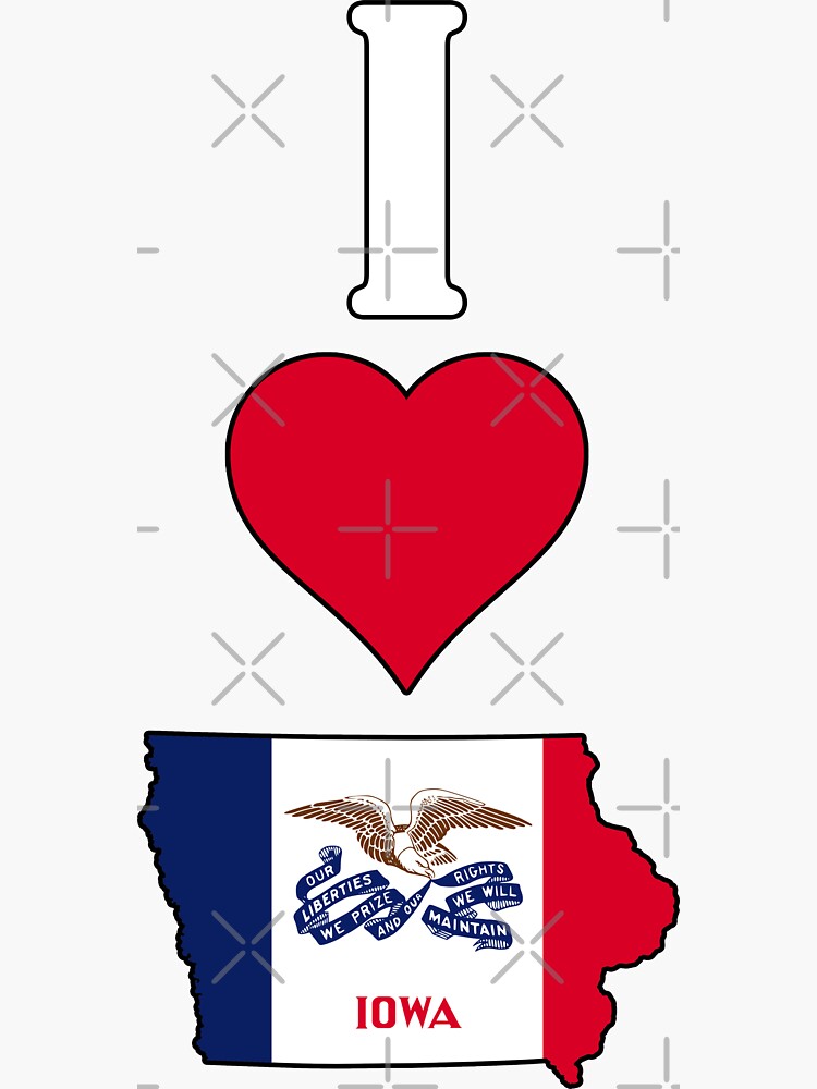Pegatina «Amo Iowa Vertical I Heart Mapa de la bandera del estado de ...