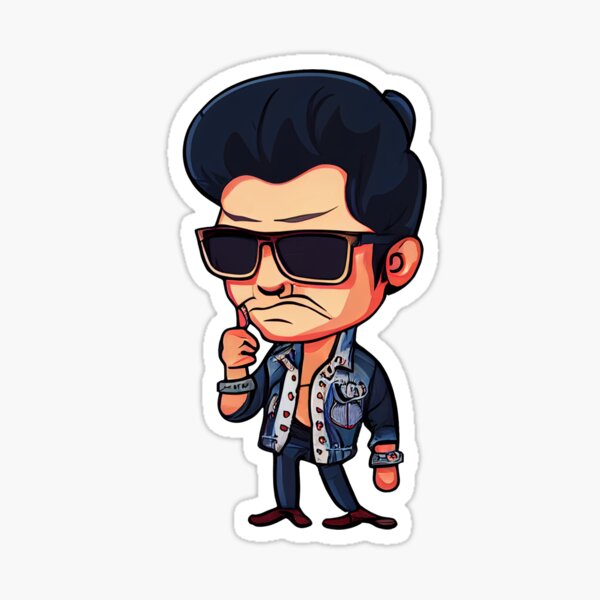 "Tiny Rockabilly man with big head" Sticker for Sale by CutePlanetEarth ...