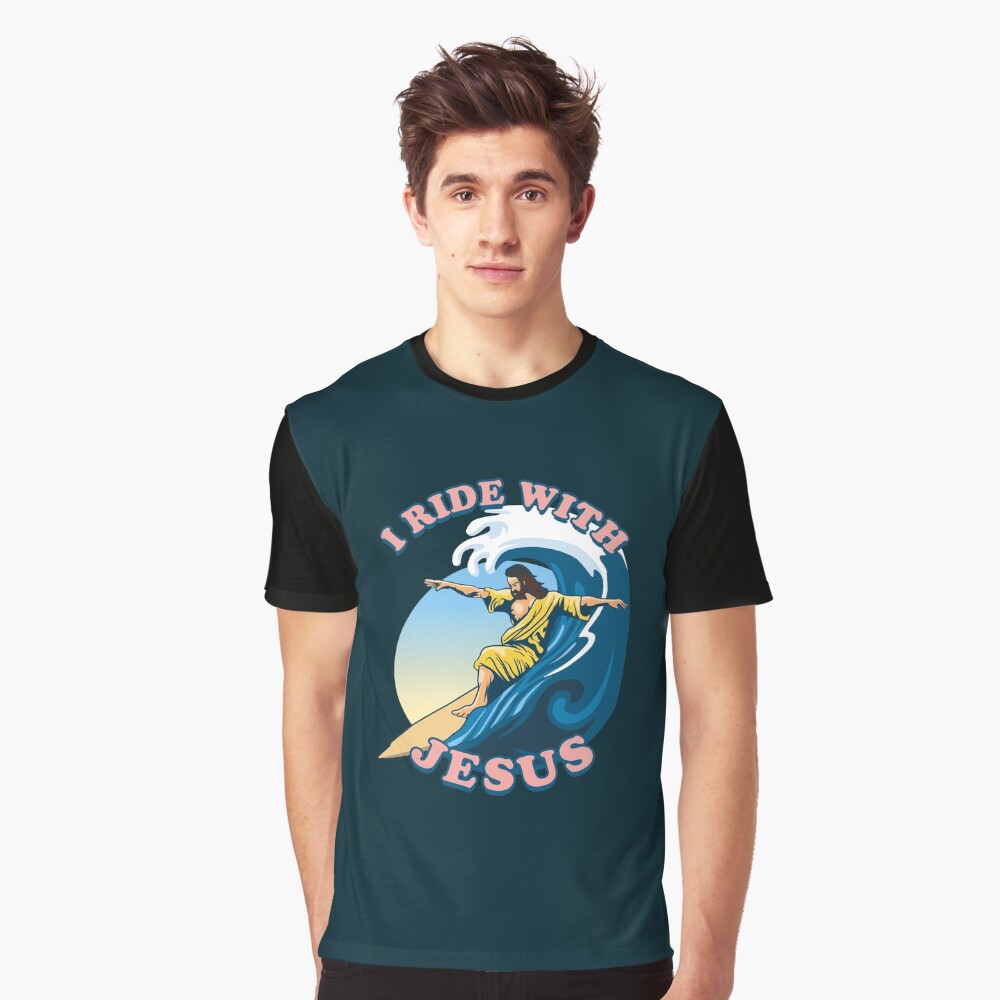 "I Ride With Jesus | Surfing Jesus" Sticker for Sale by TMBTM | Redbubble