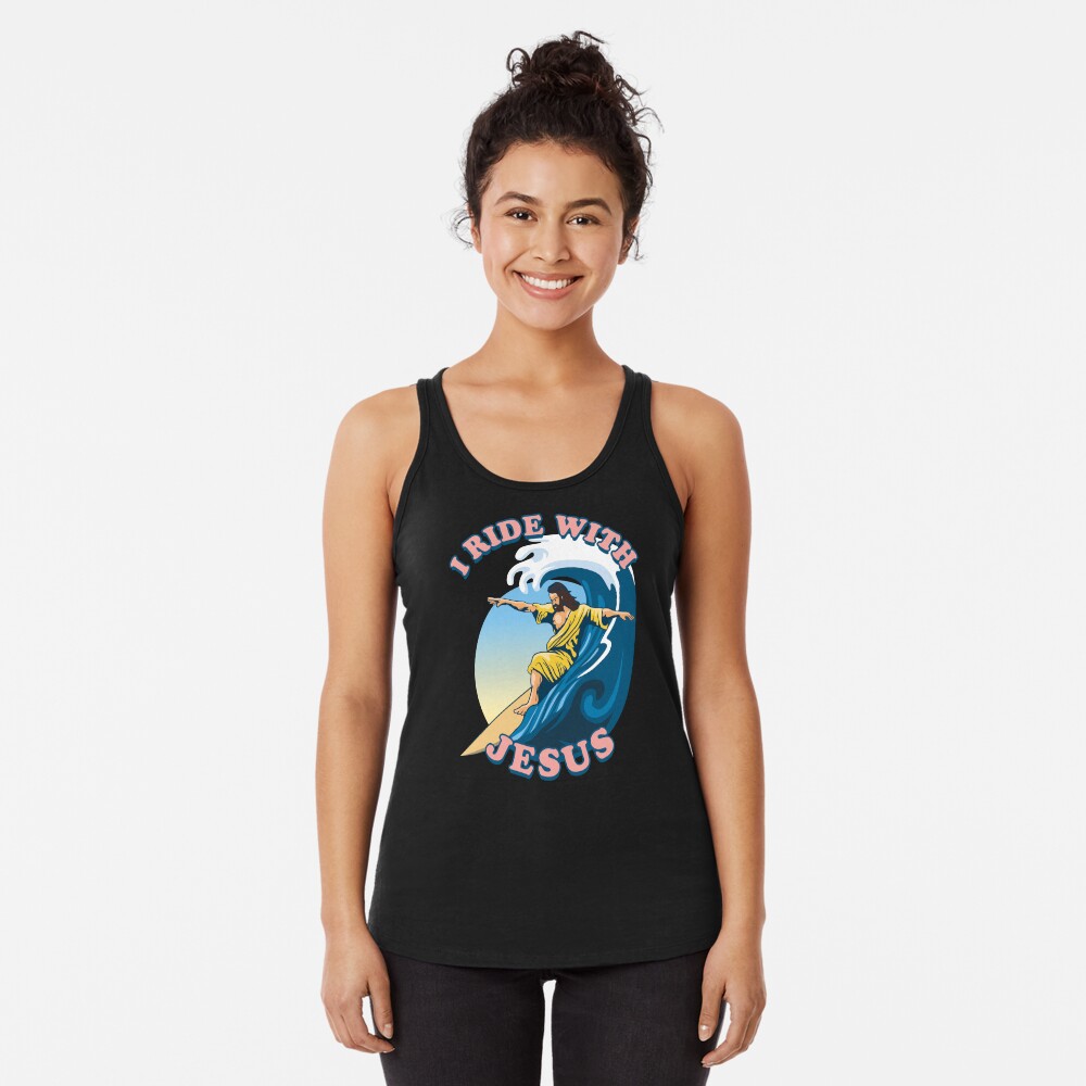 "I Ride With Jesus | Surfing Jesus" Sticker for Sale by TMBTM | Redbubble