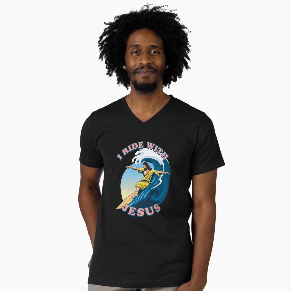"I Ride With Jesus | Surfing Jesus" Sticker for Sale by TMBTM | Redbubble