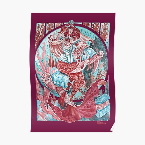 "Ruby Mermaid - Mermay 2022" Poster for Sale by KaleaArt | Redbubble