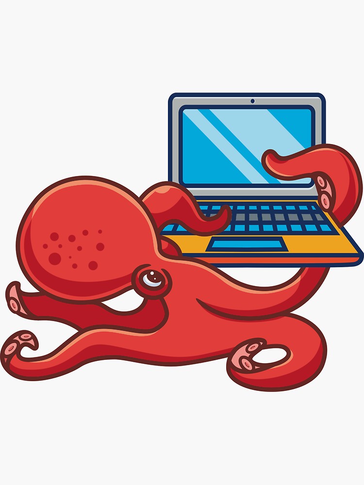 "Cute octopus employee" Sticker for Sale by anwar-designer | Redbubble