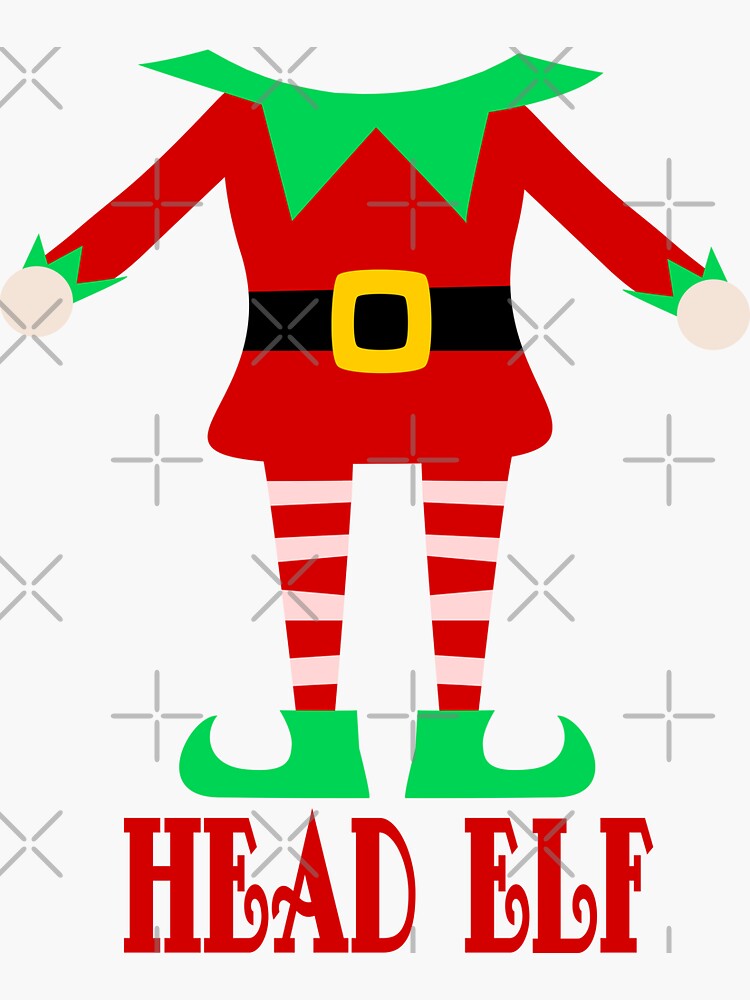 "Christmas elf - Head elf - body, red" Sticker for Sale by Digillusion | Redbubble
