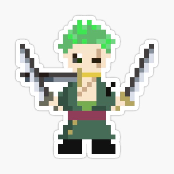 Roronoa Zoro Ver3 After 2 Years Timeskip Pixel Art Sticker For Sale By Kamilahyo Redbubble