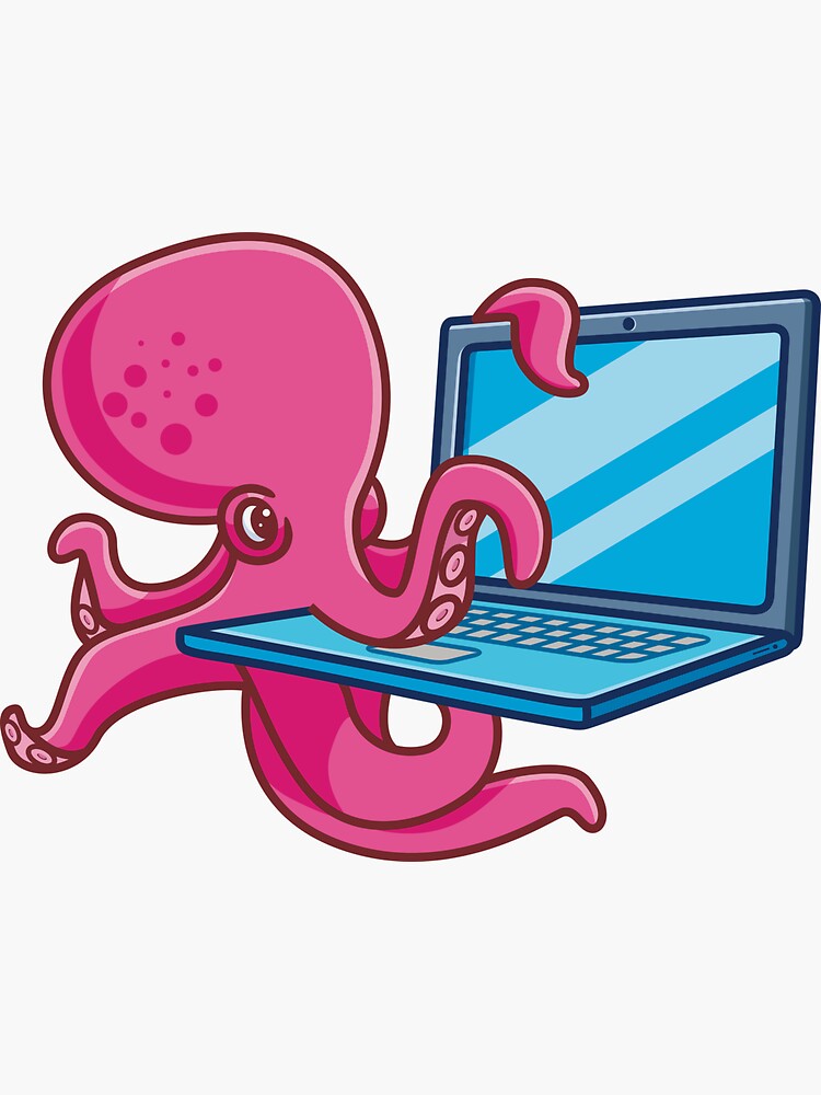"Cute octopus employee working" Sticker for Sale by anwar-designer ...