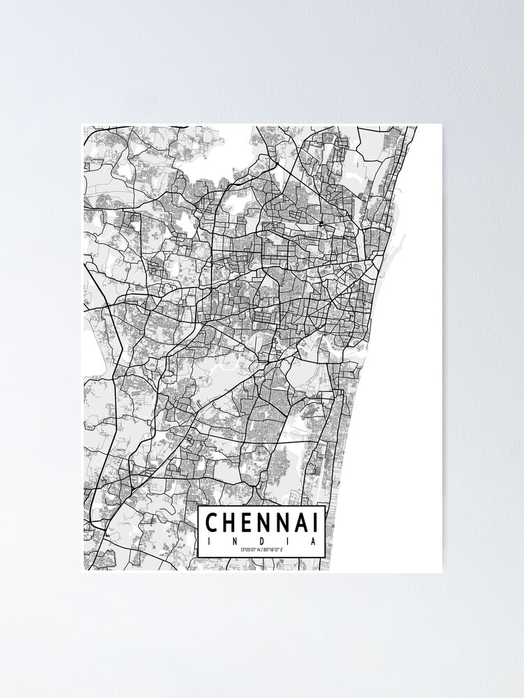 "Chennai City Map of India - Light" Poster for Sale by deMAP | Redbubble