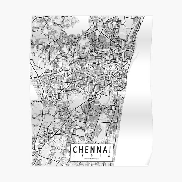 "Chennai City Map of India - Light" Poster for Sale by deMAP | Redbubble