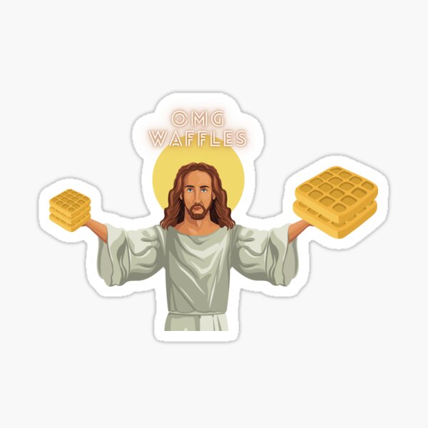 "OMG jesus waffles" Sticker for Sale by kikoch | Redbubble