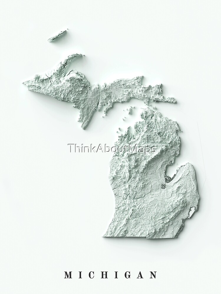 "Michigan, USA Shaded Relief Map 3D digitally-rendered" Art Print for ...
