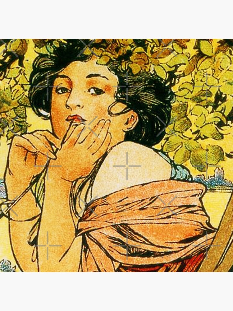 "HD July from the 1889 Calendar by Alphonse Mucha" Throw Pillow by ...