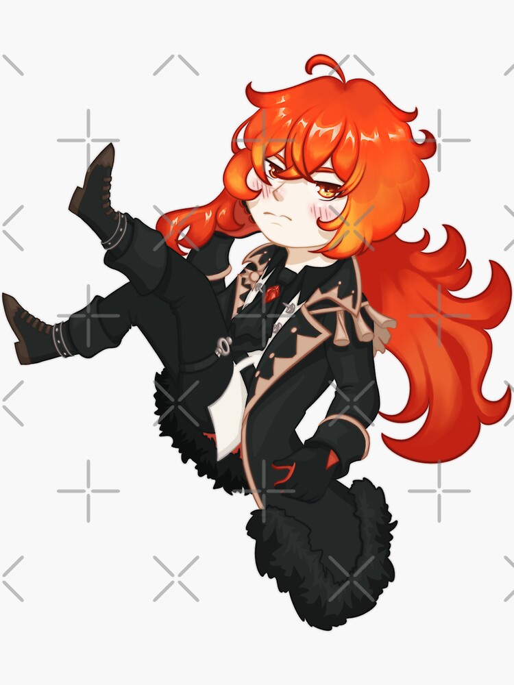 "Diluc - Floating Chibi (Genshin Impact)" Sticker for Sale by ...