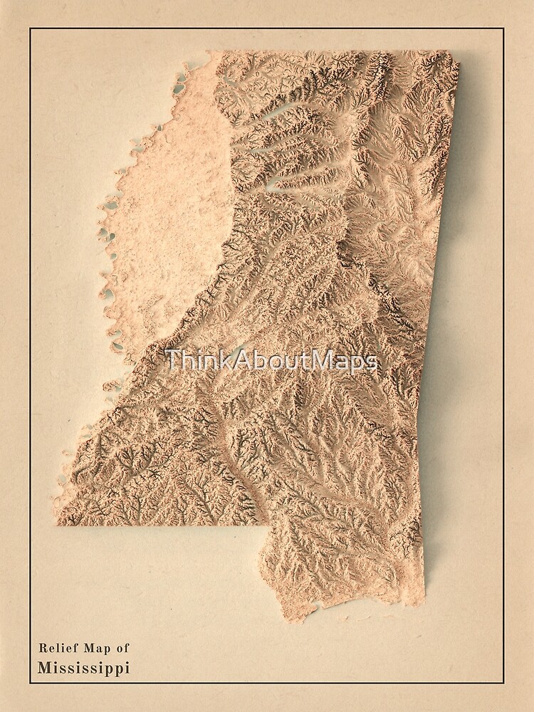 "Mississippi, USA Shaded Relief Map 3D digitally-rendered" Art Print for Sale by ThinkAboutMaps ...
