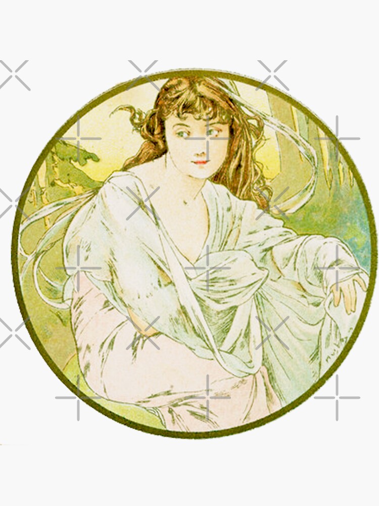 "HD October from the 1889 Calendar by Alphonse Mucha" Sticker by ...