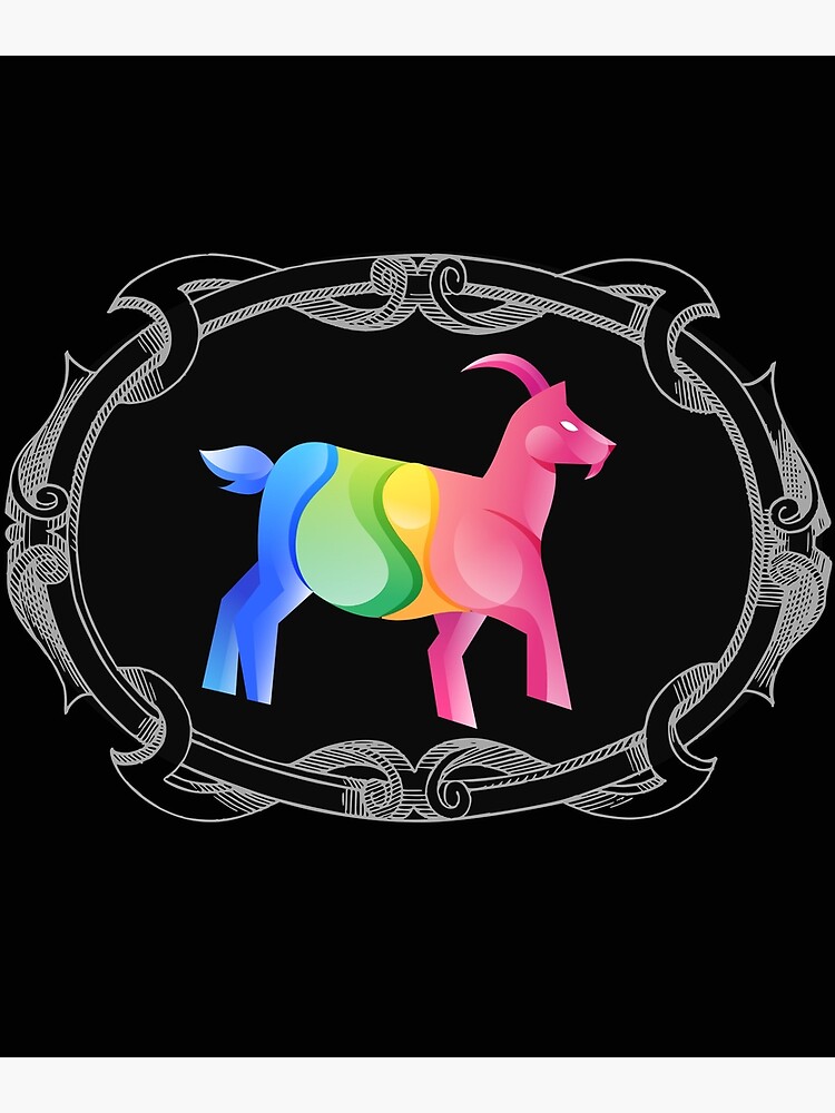 "Rainbow Goat in Frame " Poster for Sale by SpookyFruits | Redbubble