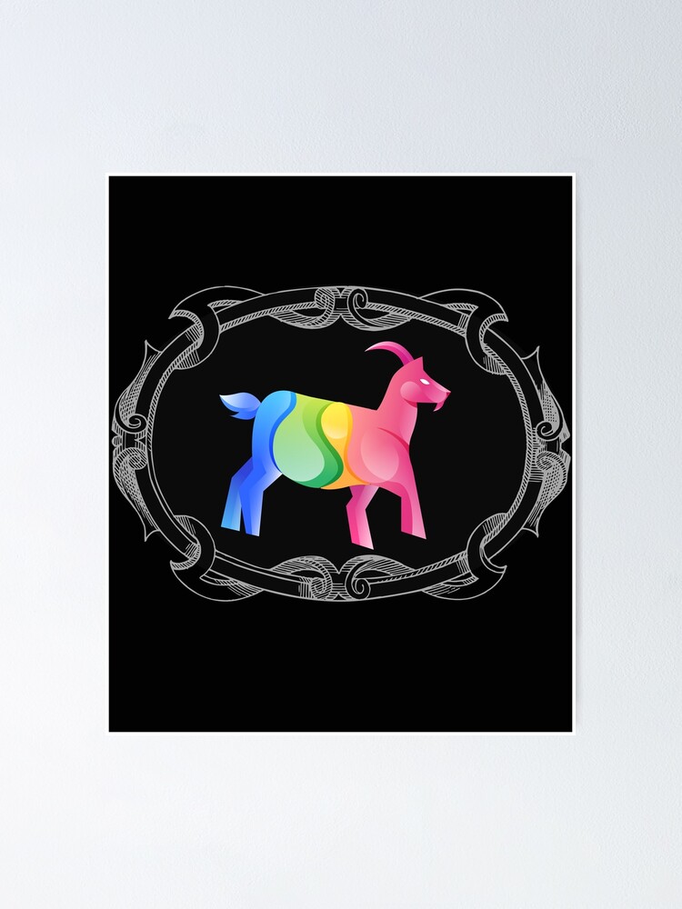 "Rainbow Goat in Frame " Poster for Sale by SpookyFruits | Redbubble