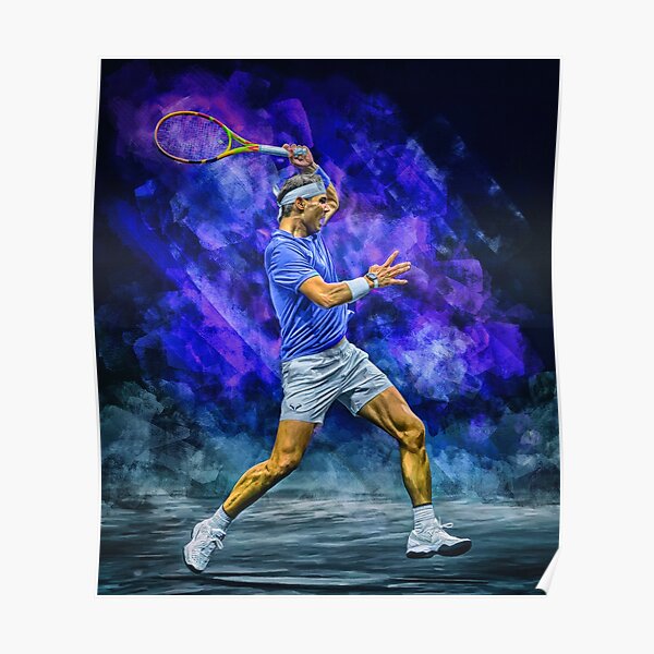 "Rafael Nadal plays classic forehand at LC 2022. Digital artwork print ...