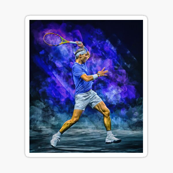 "Rafael Nadal plays classic forehand at LC 2022. Digital artwork print ...