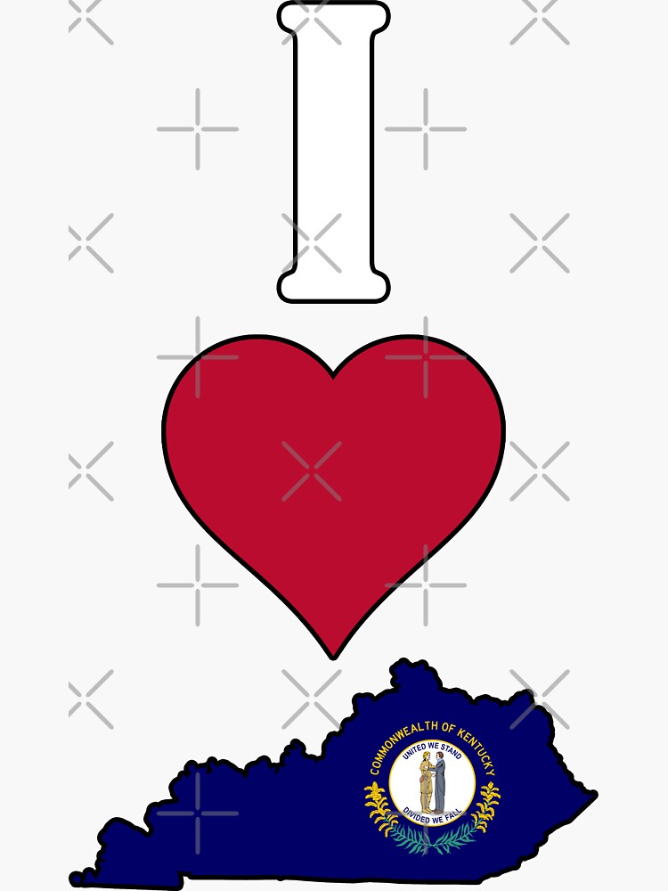 "I Love Kentucky Vertical I Heart Kentucky State Flag Map" Sticker for ...