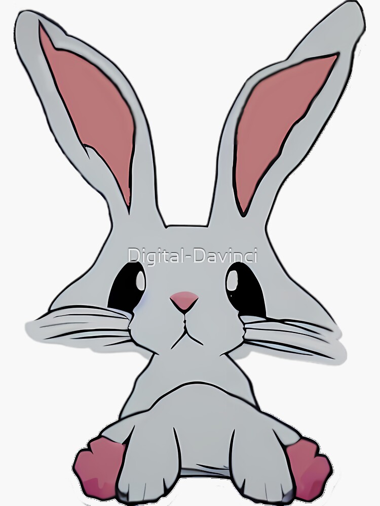 "Cute Sad Eyes Rabbit Bunny (anime style)" Sticker for Sale by Digital ...