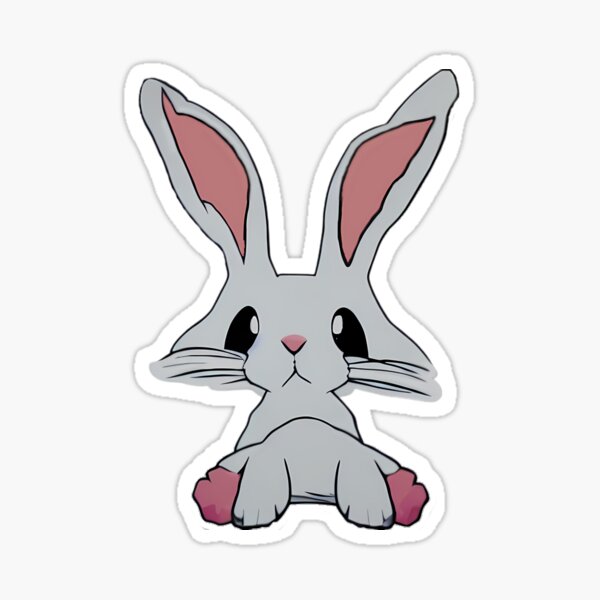 "Cute Sad Eyes Rabbit Bunny (anime style)" Sticker for Sale by Digital ...