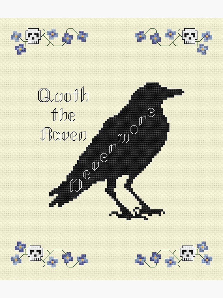 "Quoth the Raven Cross Stitch" Poster for Sale by IndustriousOwl ...