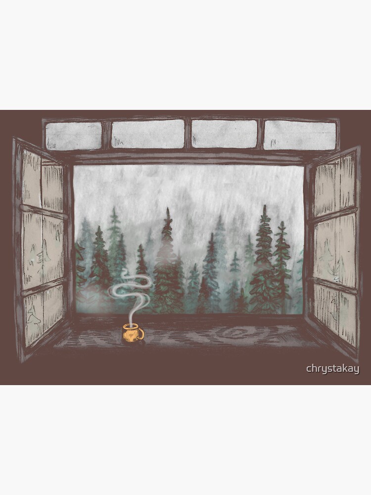 "Foggy Forest Window || Cozy Fall Illustration" Sticker for Sale by ...