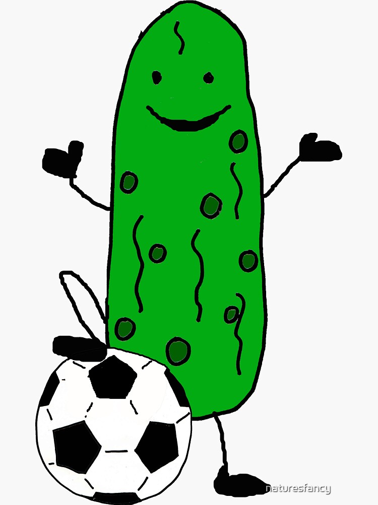 "Funny Pickle Playing Football or Soccer Cartoon" Sticker by ...