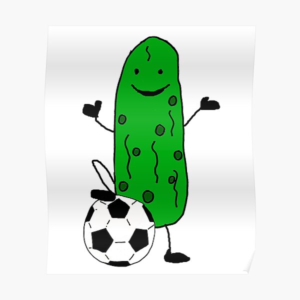 "Funny Pickle Playing Football or Soccer Cartoon" Poster for Sale by ...