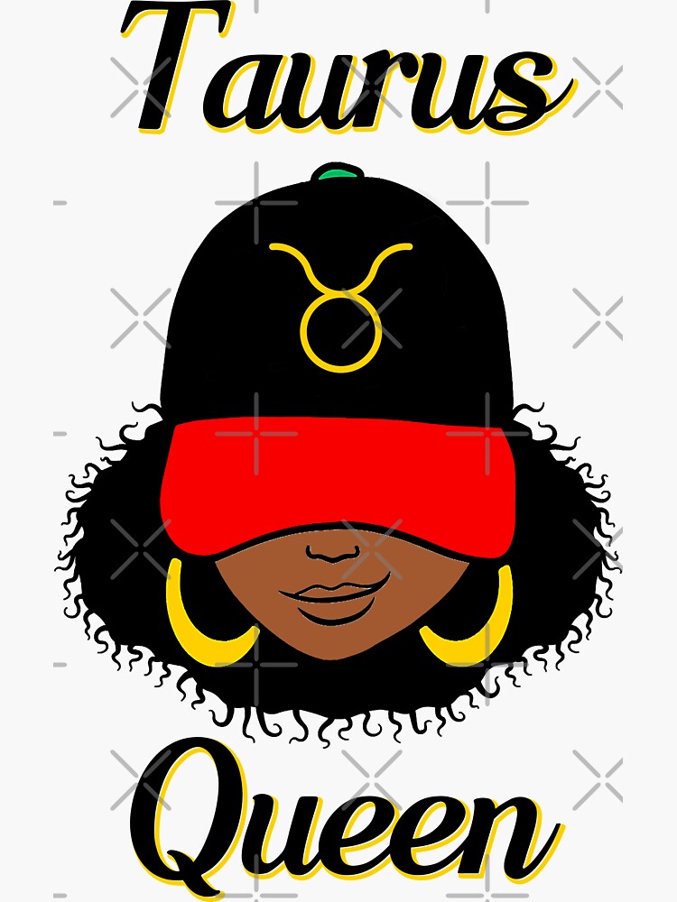 "Taurus Queen Ebony Women In Cap Zodiac" Sticker for Sale by RBApparel | Redbubble