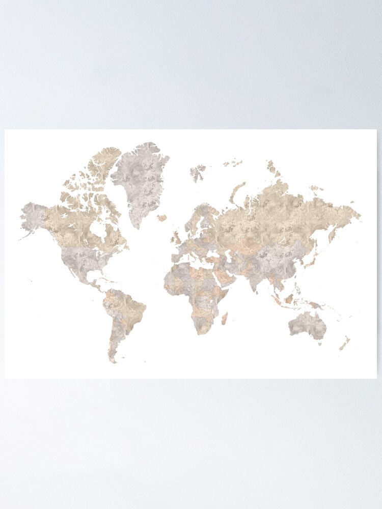 "Light brown watercolor world map" Poster by blursbyai | Redbubble