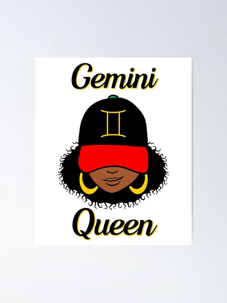 "Gemini Queen Ebony Women In Cap Zodiac" Poster for Sale by RBApparel ...