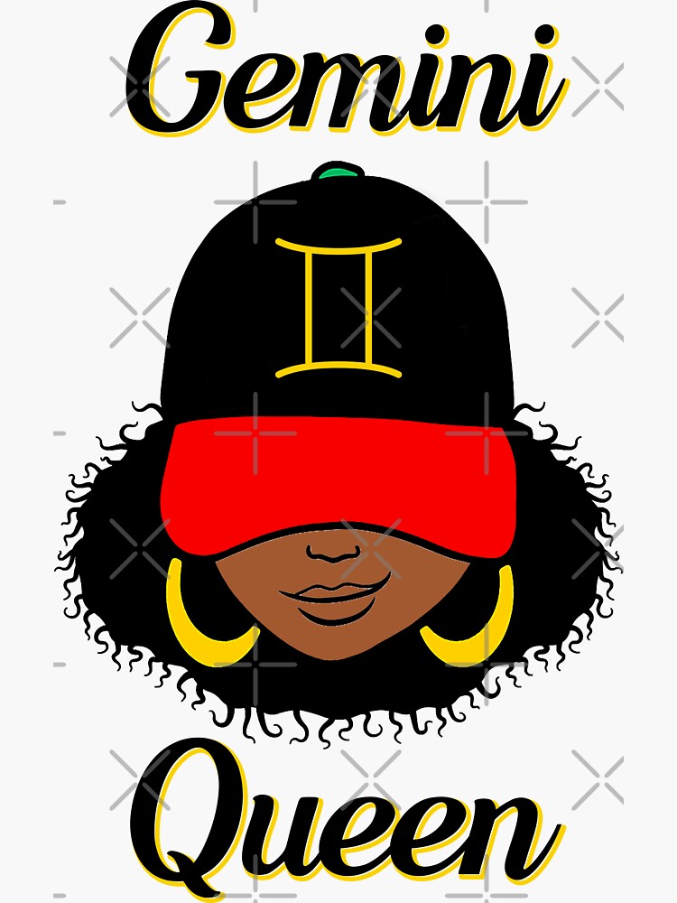 "Gemini Queen Ebony Women In Cap Zodiac" Sticker for Sale by RBApparel ...
