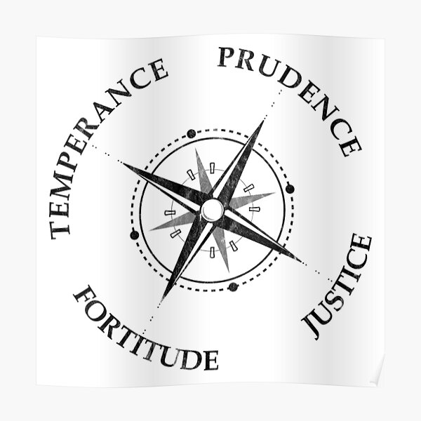 Póster «Brújula Vintage Virtudes Cardinales Prudencia Justicia ...